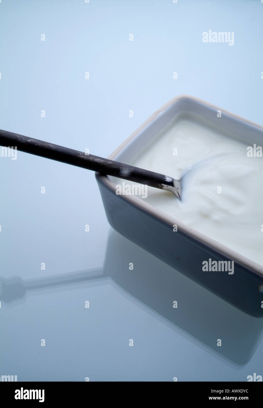 Yogurt in square pot Stock Photo - Alamy