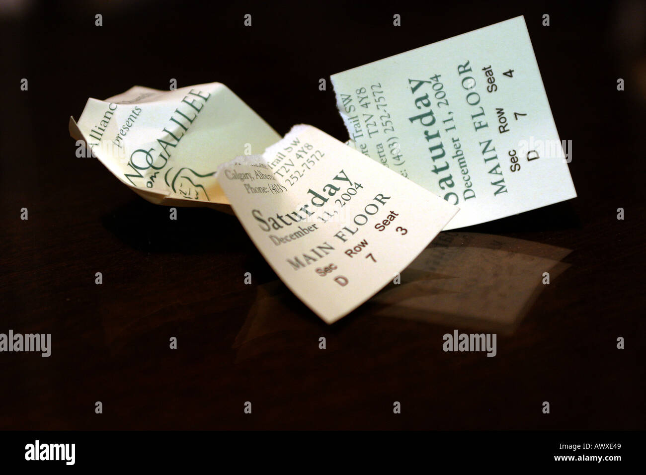 Crumpled and torn ticket Stock Photo - Alamy