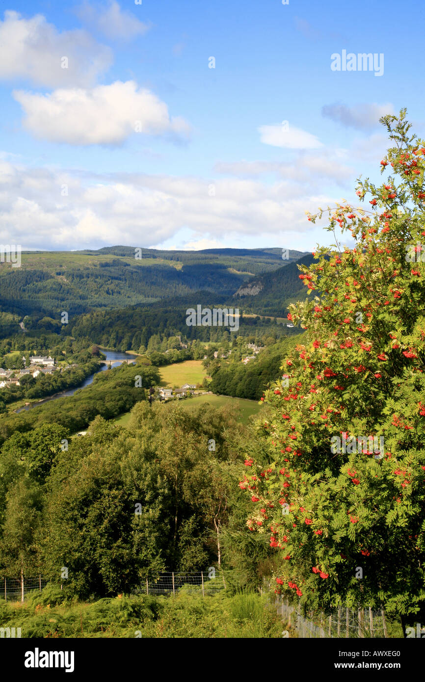UK Scotland Tayside Perthshire the Tay Valley River Tay and town of ...