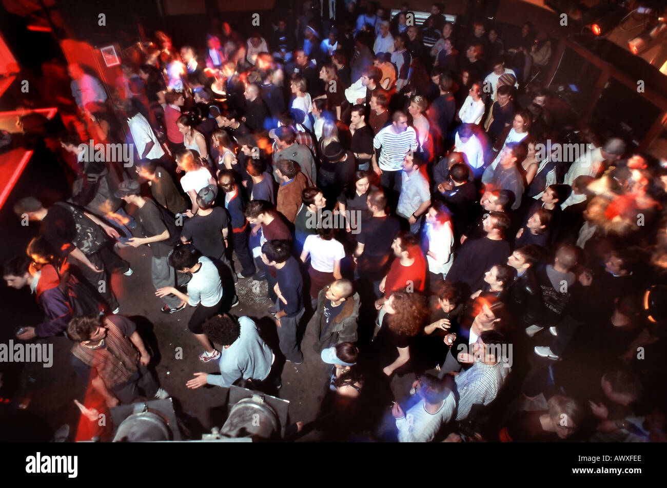 PARIS France, Overview Large crowd from above Young Adults Dancing to ...