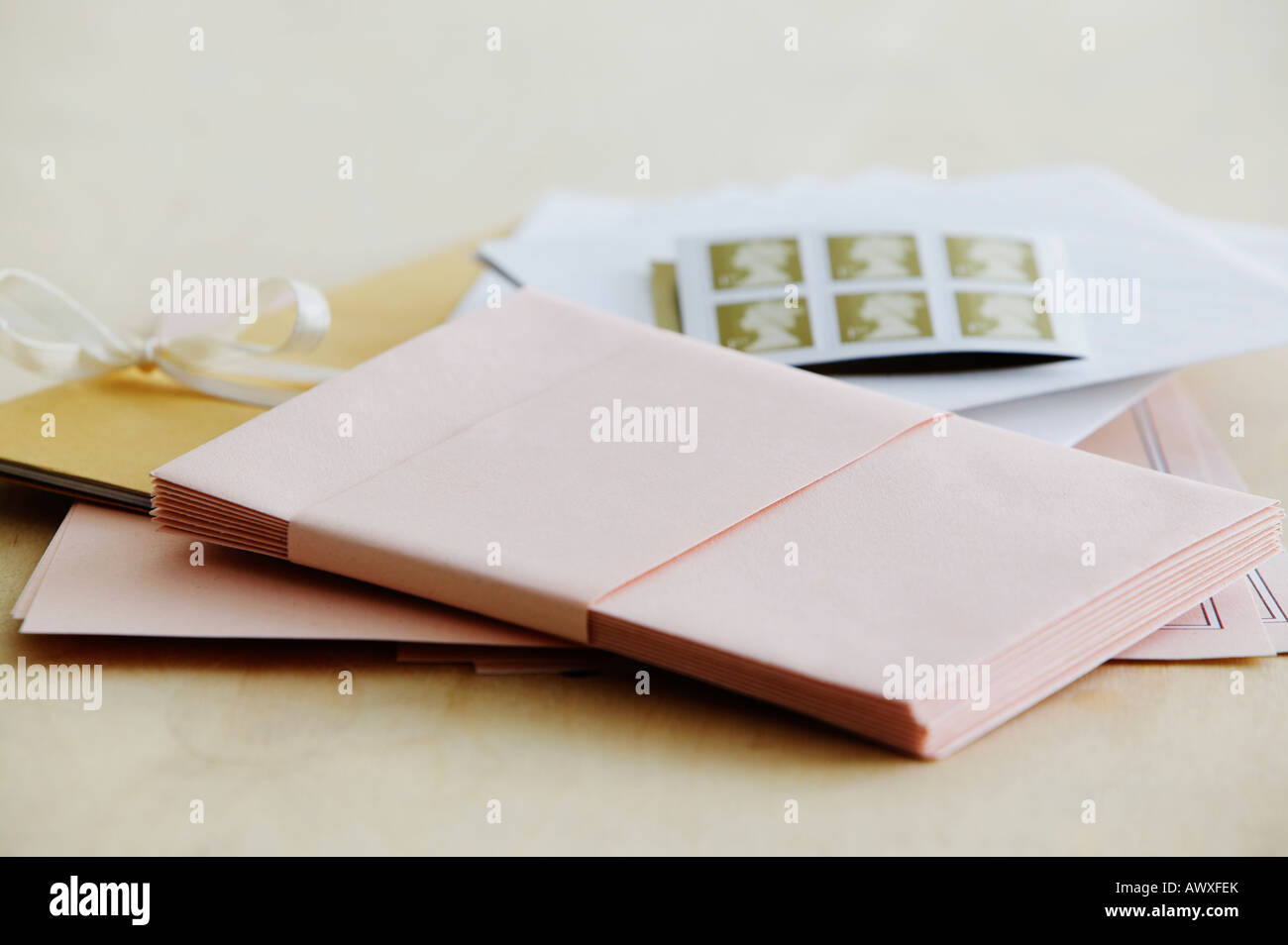 Paper stationery and stamps, studio shot Stock Photo - Alamy