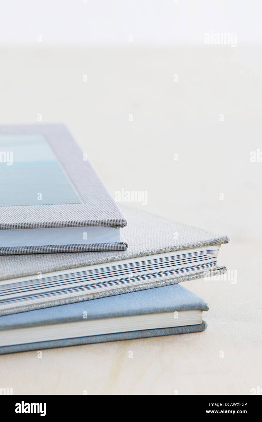 Pile of note books, studio shot Stock Photo - Alamy