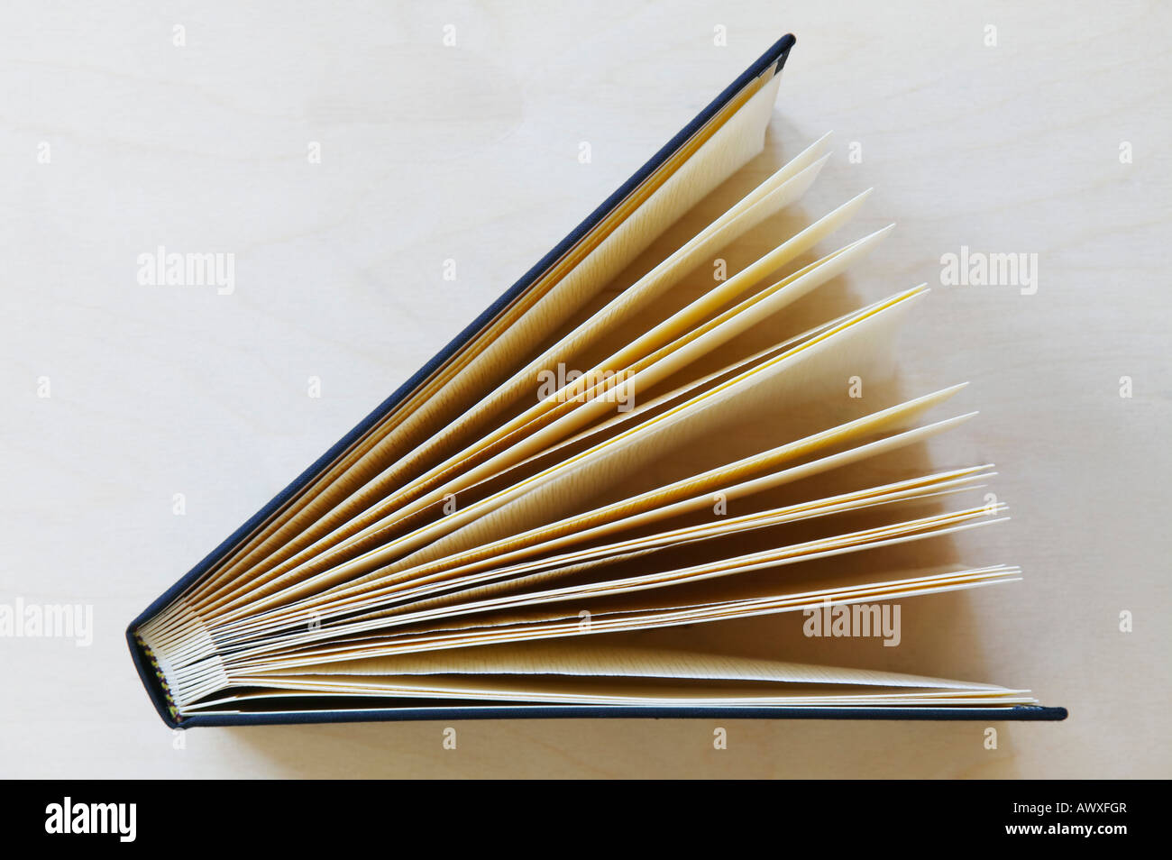 View from above of open book, studio shot Stock Photo - Alamy