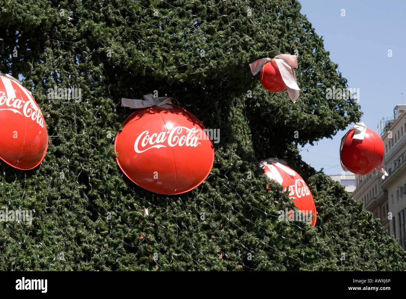 Christmas Tree with Coca Cola Baubles Stock Photo - Alamy