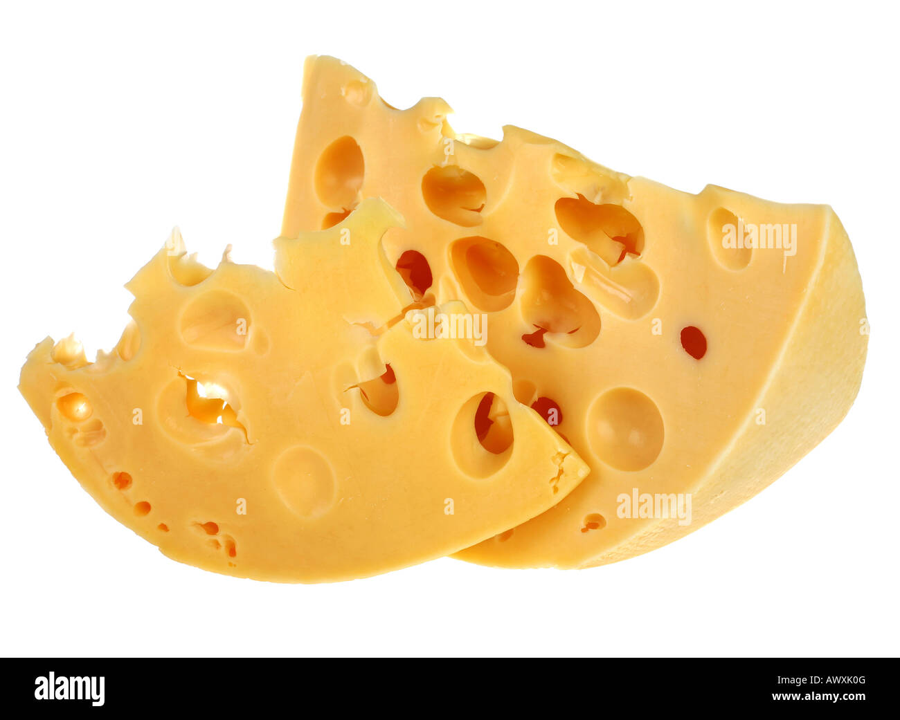 heese slice detail isolated on white background Stock Photo - Alamy