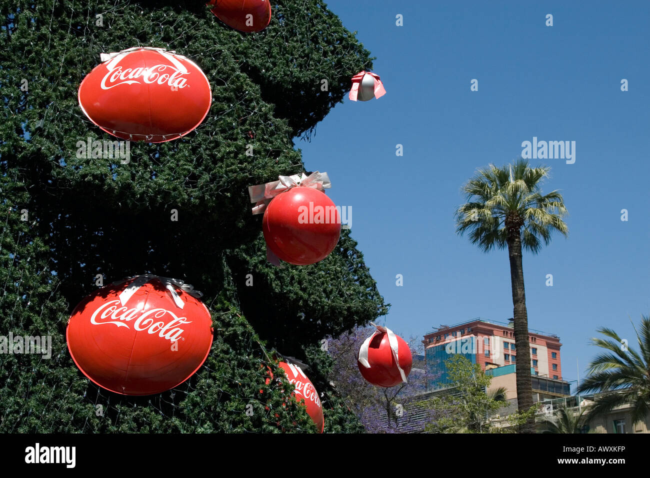 Christmas Tree with Coca Cola Baubles Stock Photo - Alamy