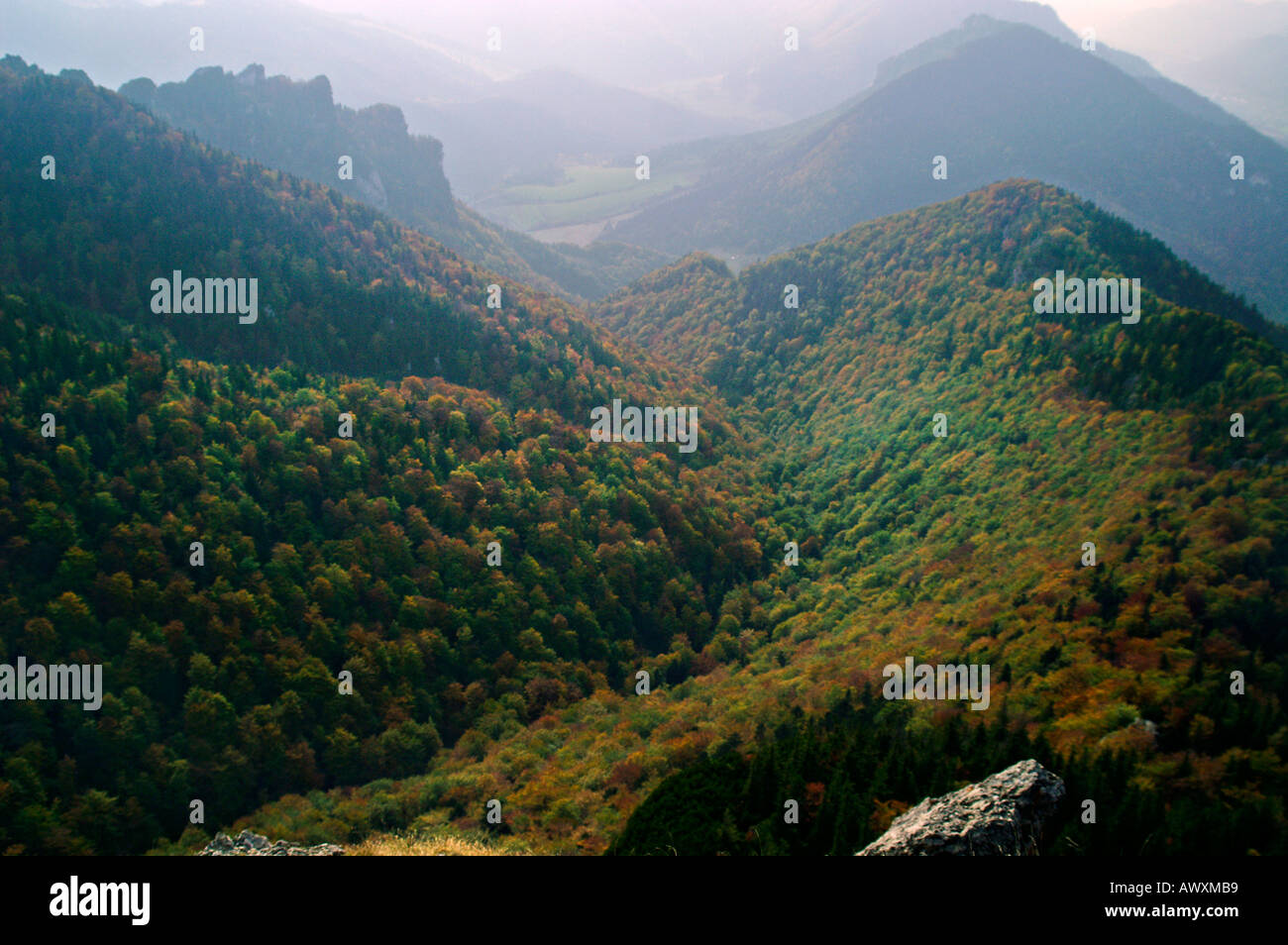 Horne Diery and Vratna Valley from Maly Rozsutec mountain, Mala Fatra ...