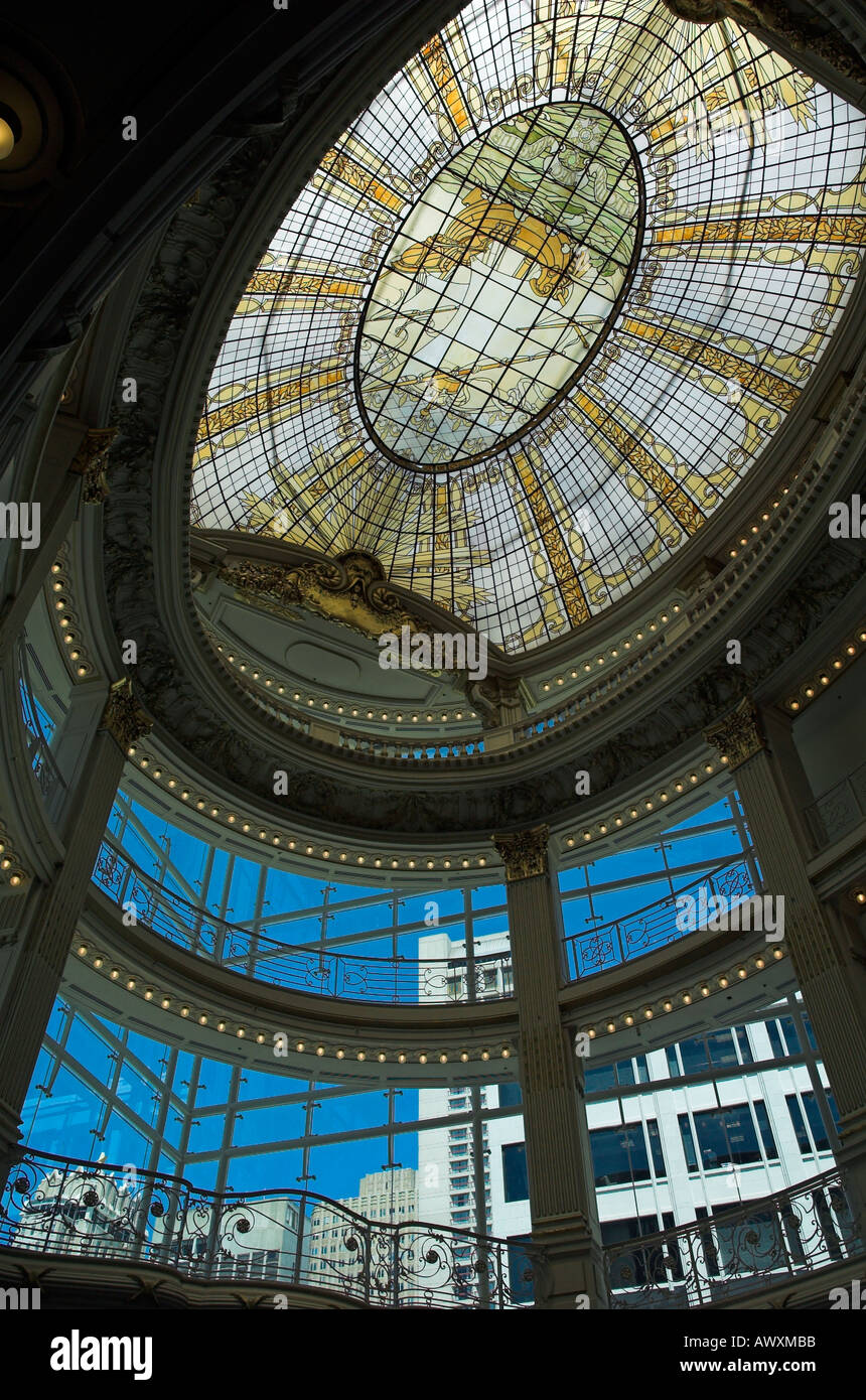 Stained glass rotunda in the Neiman Marcus store, off Union Square, in ...