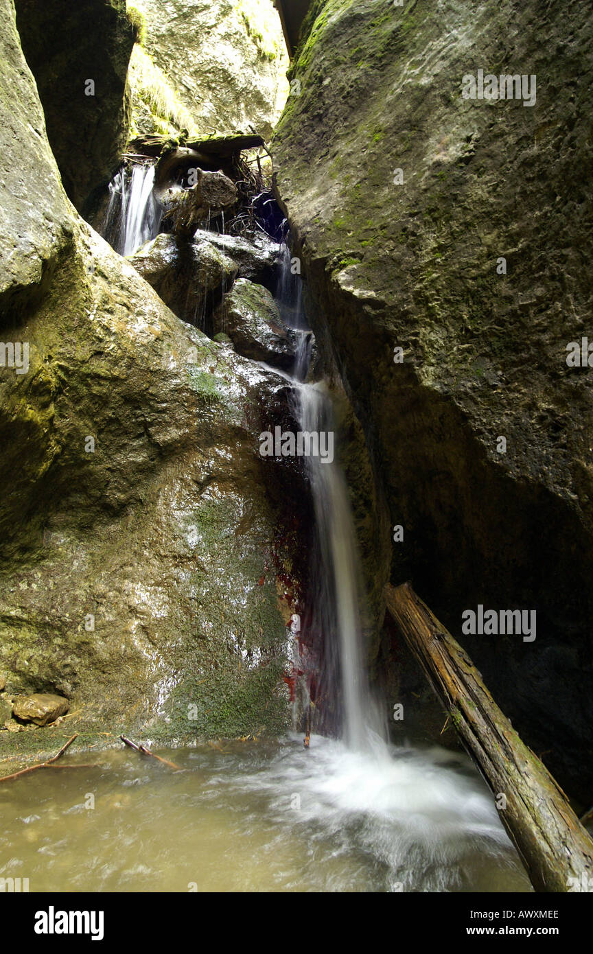 Waterfalls of autumnal Nove Diery Gorge, Mala Fatra mountain range ...