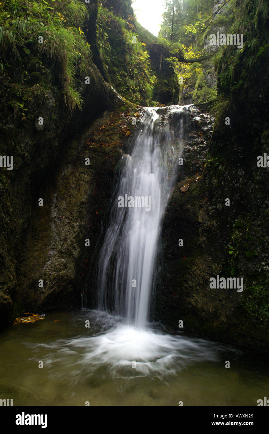 Waterfalls of autumnal Horne Diery Gorge, Mala Fatra mountain range ...