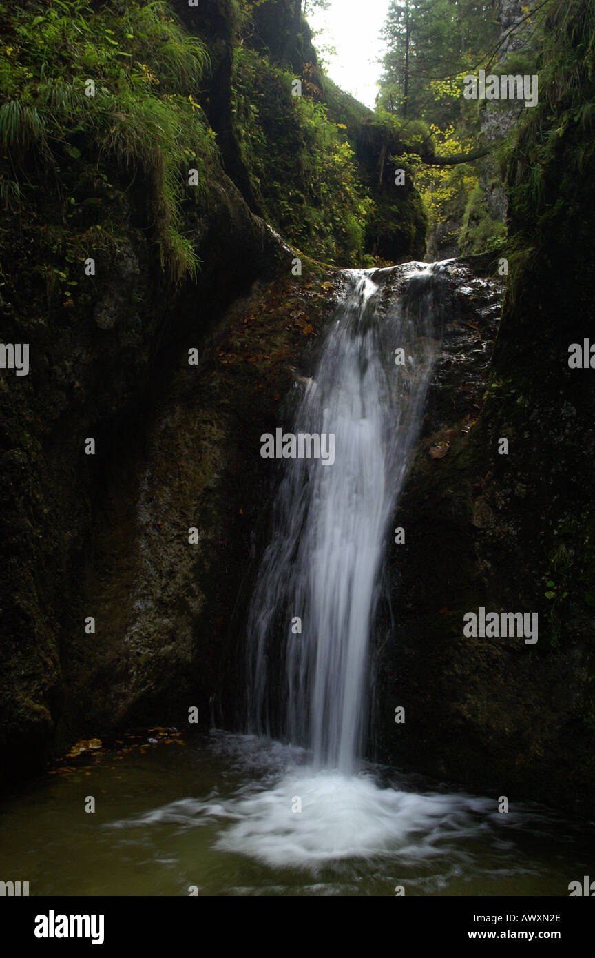 Waterfalls of autumnal Horne Diery Gorge, Mala Fatra mountain range ...
