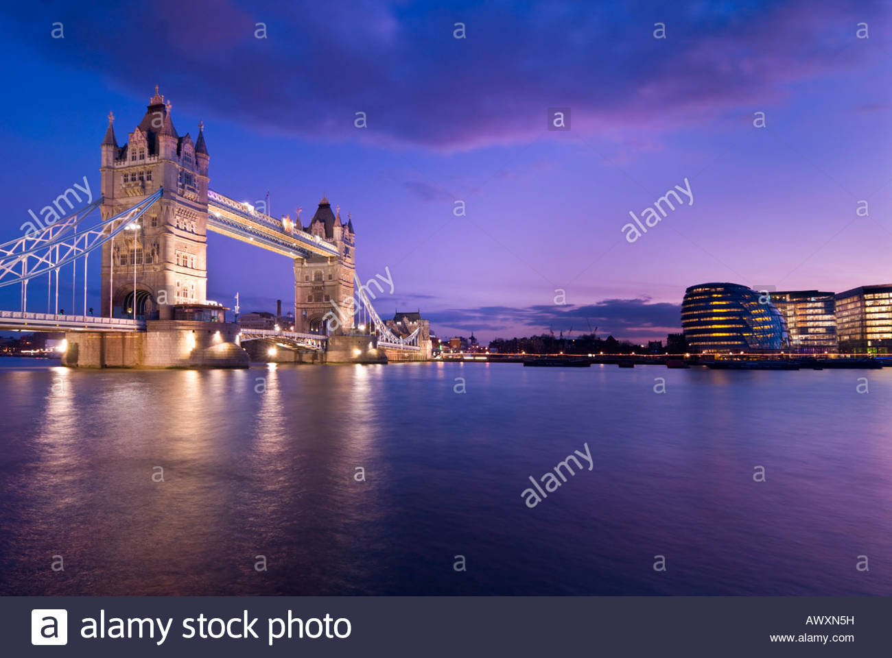 City Hall Night Tower Bridge High Resolution Stock Photography and ...