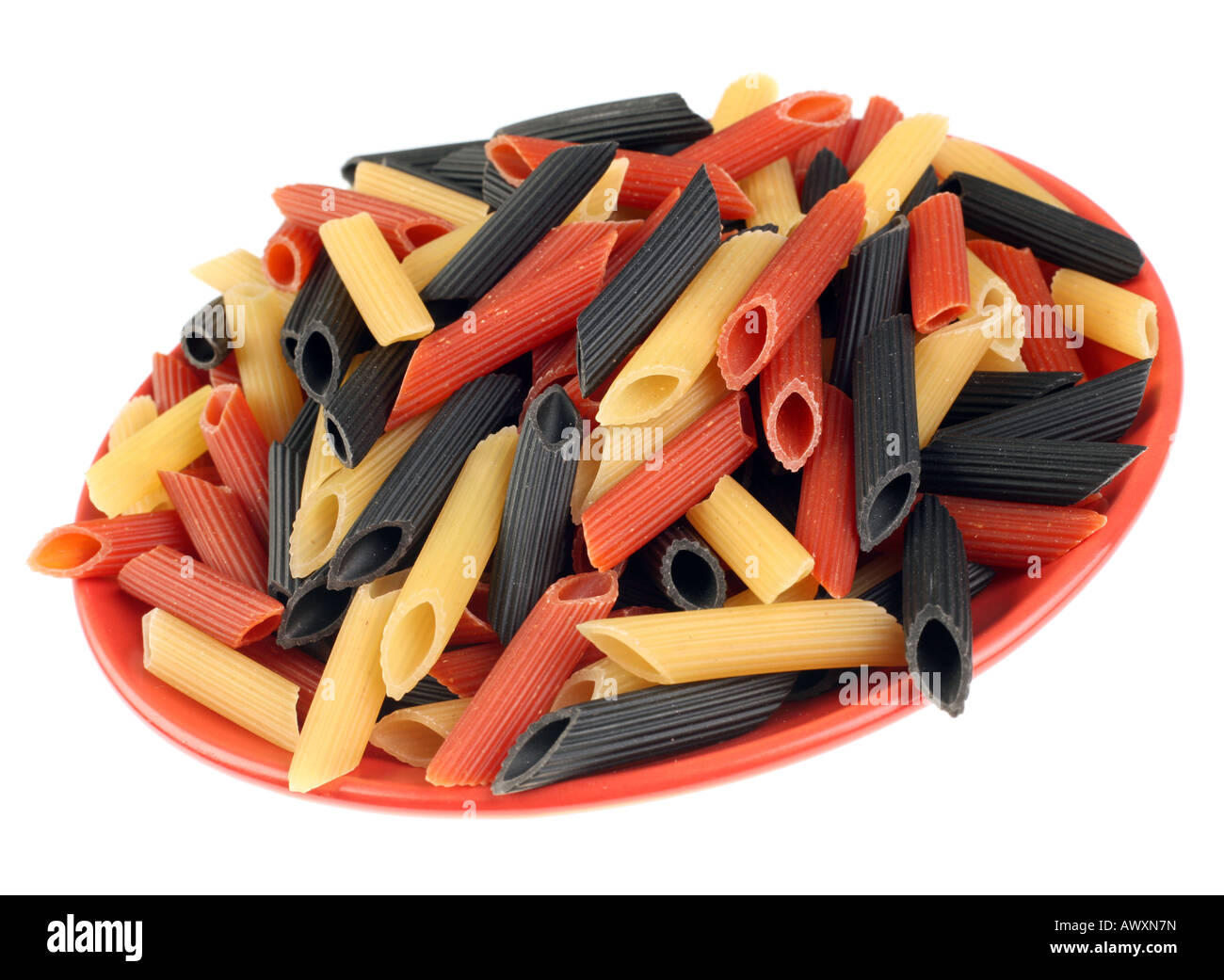 Clolor pasta detail isolated on white background Stock Photo - Alamy