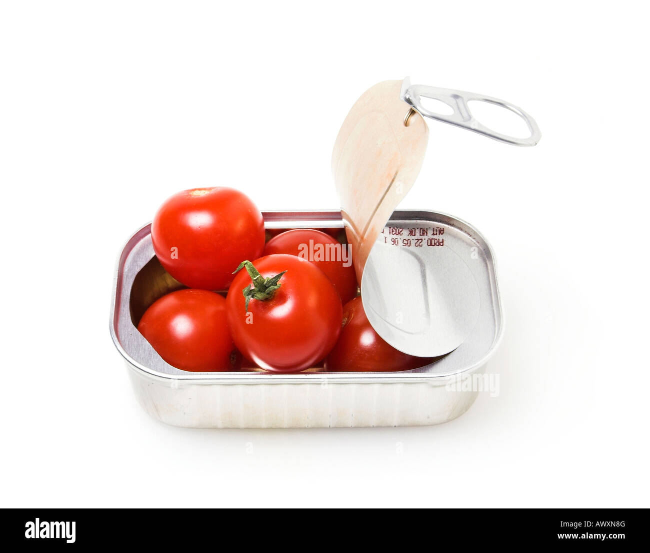 Generic unlabeled can with whole tomatoes Stock Photo - Alamy