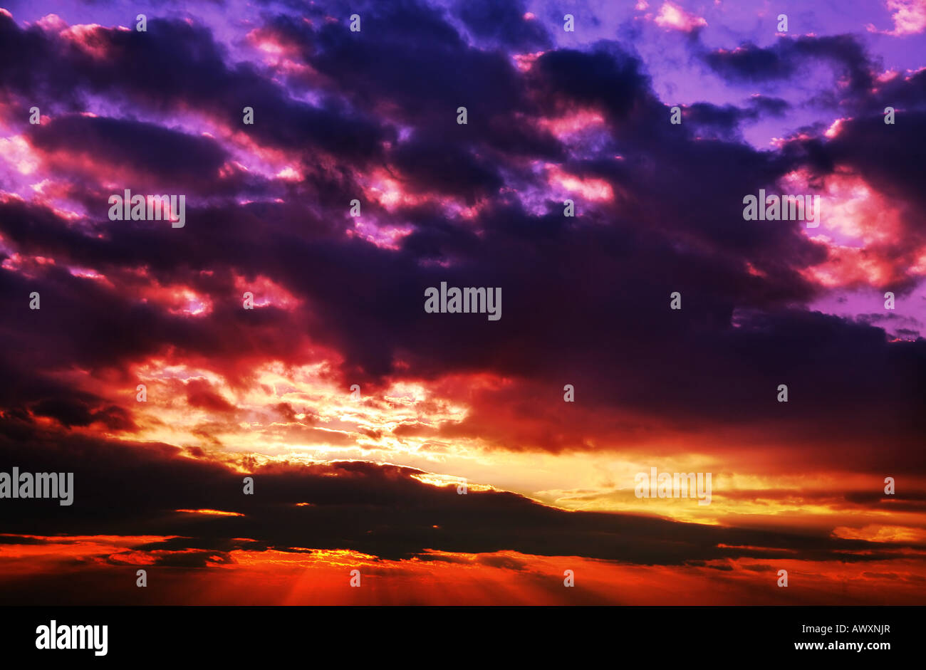 Red blue sunset sky with cloud Stock Photo - Alamy