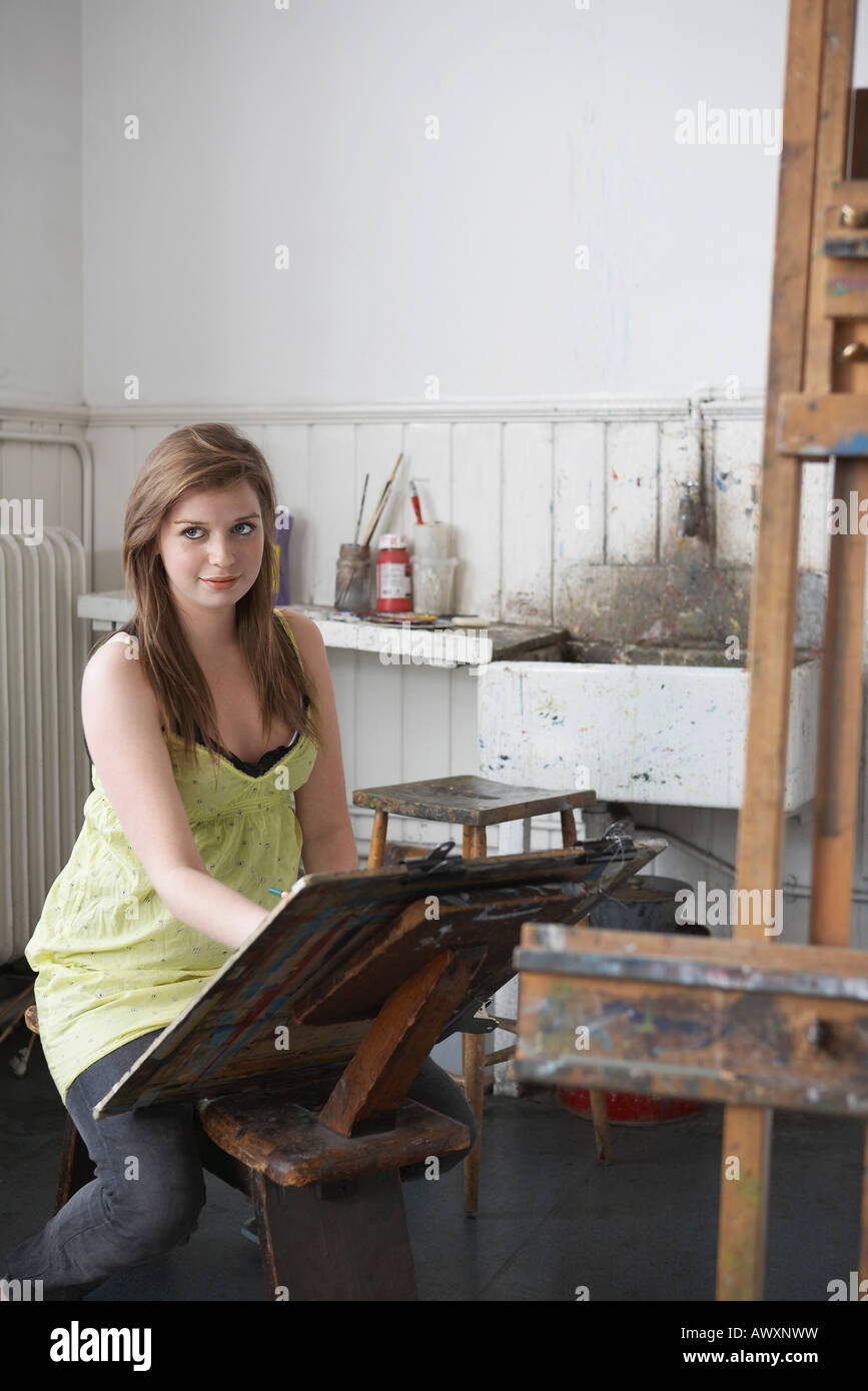 Artist drawing in studio Stock Photo - Alamy