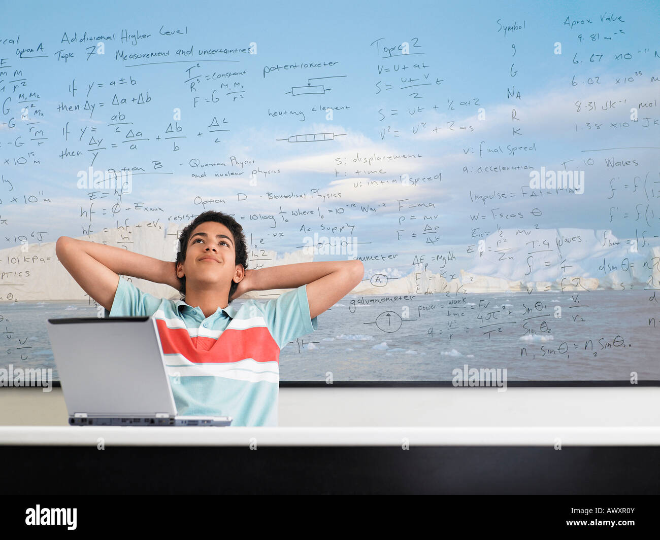 Boy in Math Class Stock Photo - Alamy