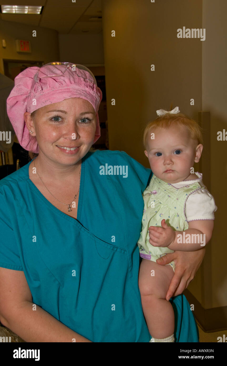 Nurse And Baby Patient Ready For Surgery Stock Photo - Alamy