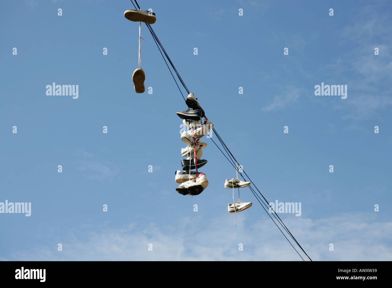 Hanging From A Telephone Wire High Resolution Stock Photography and ...
