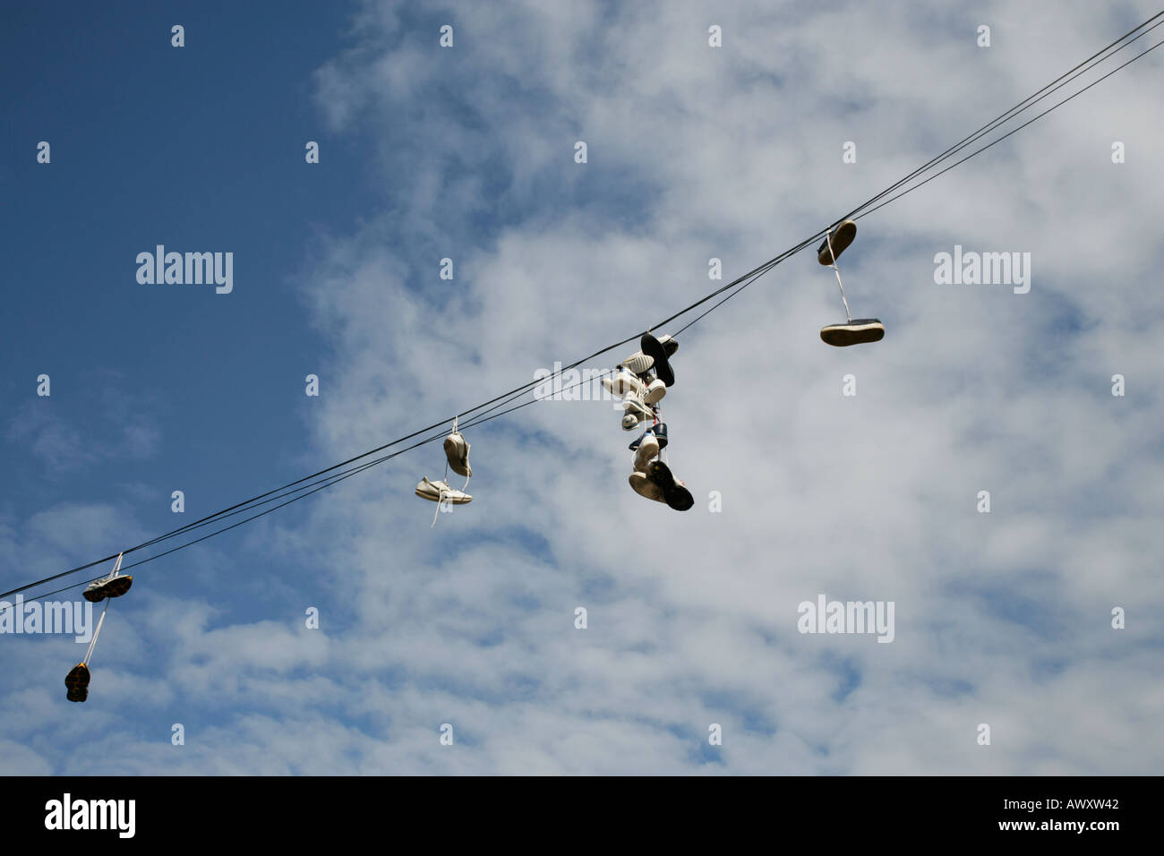 Hanging From A Telephone Wire High Resolution Stock Photography and ...