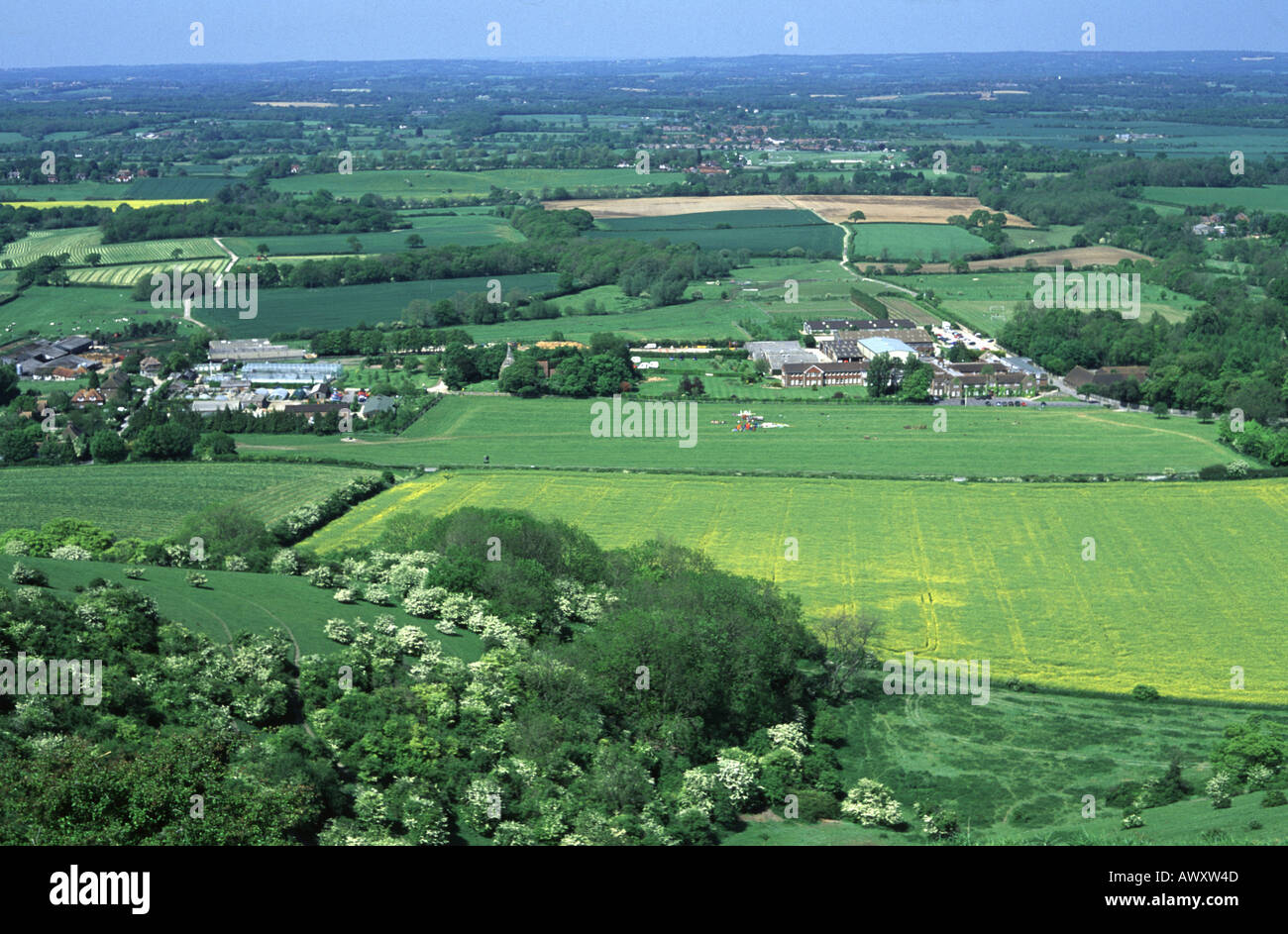 Low Weald landscape East Sussex showing Plumpton College Stock Photo ...