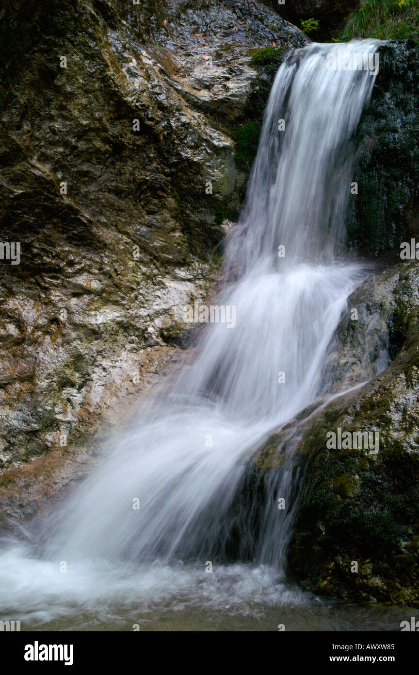 Waterfalls of autumnal Horne Diery Gorge, Mala Fatra mountain range ...