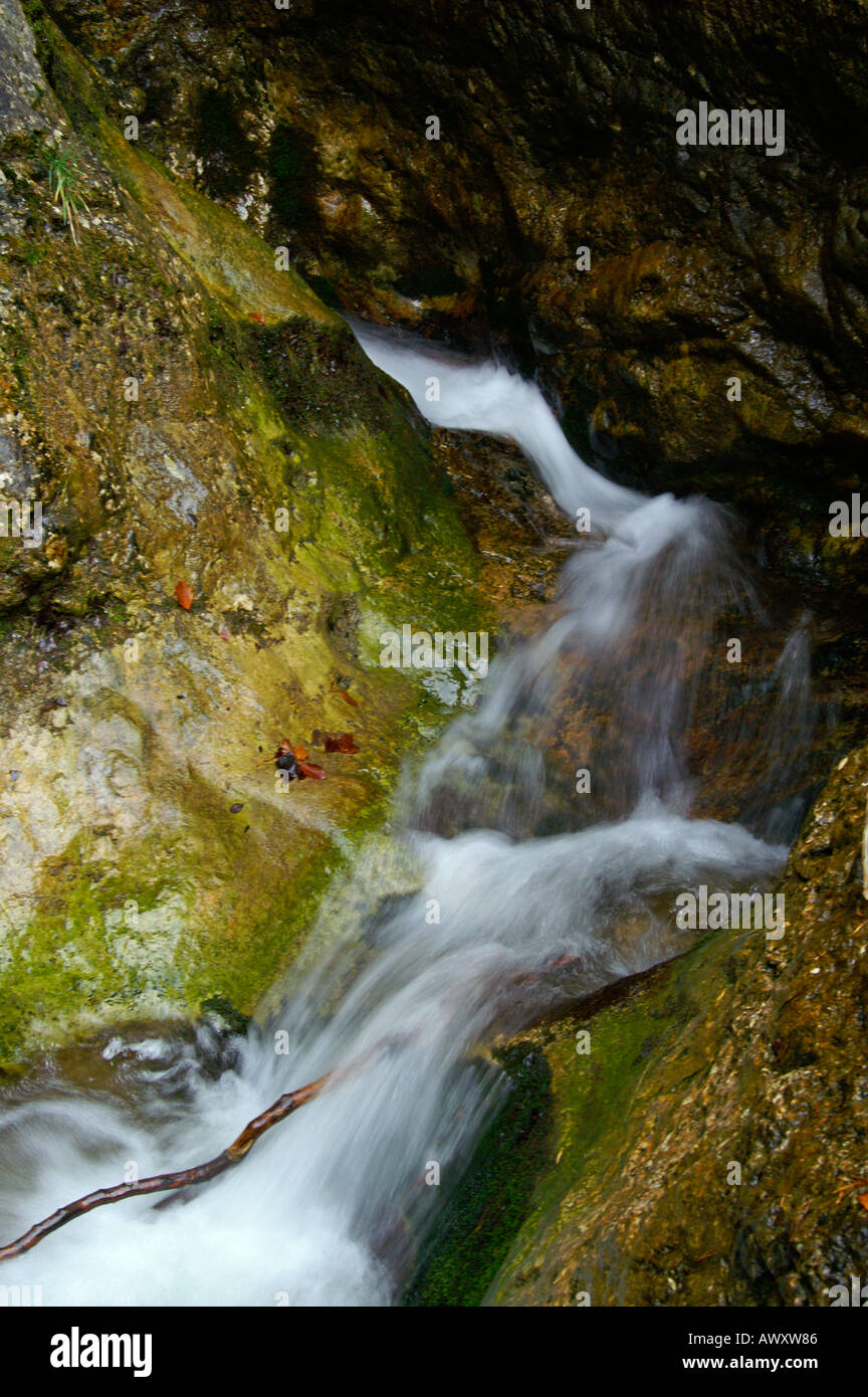 Waterfalls of autumnal Horne Diery Gorge, Mala Fatra mountain range ...