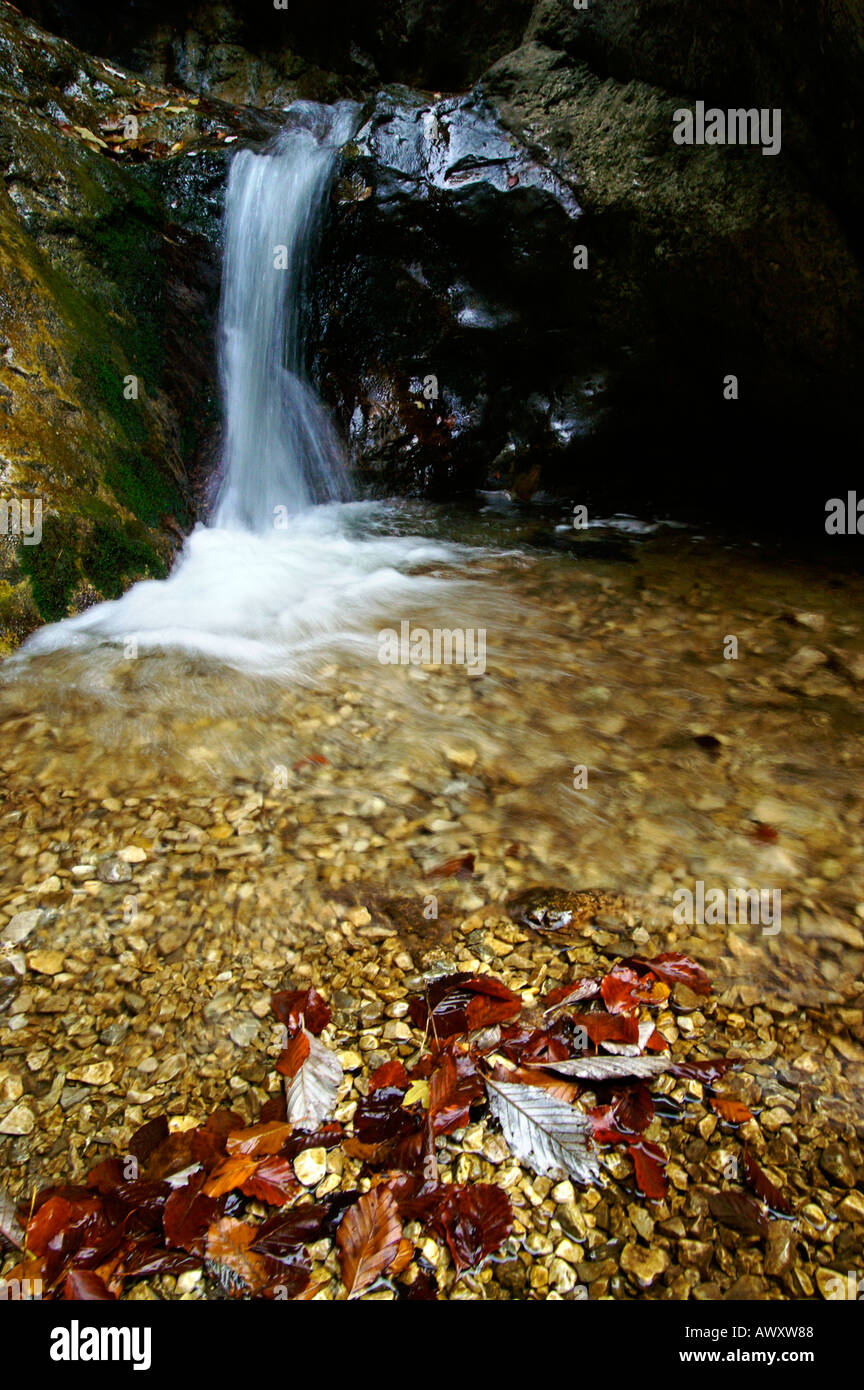 Waterfalls of autumnal Horne Diery Gorge, Mala Fatra mountain range ...