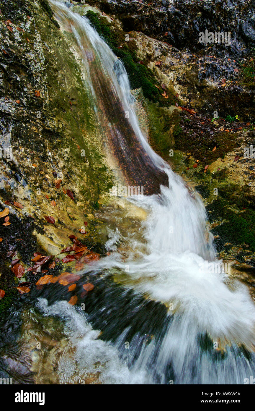 Waterfalls of autumnal Horne Diery Gorge, Mala Fatra mountain range ...