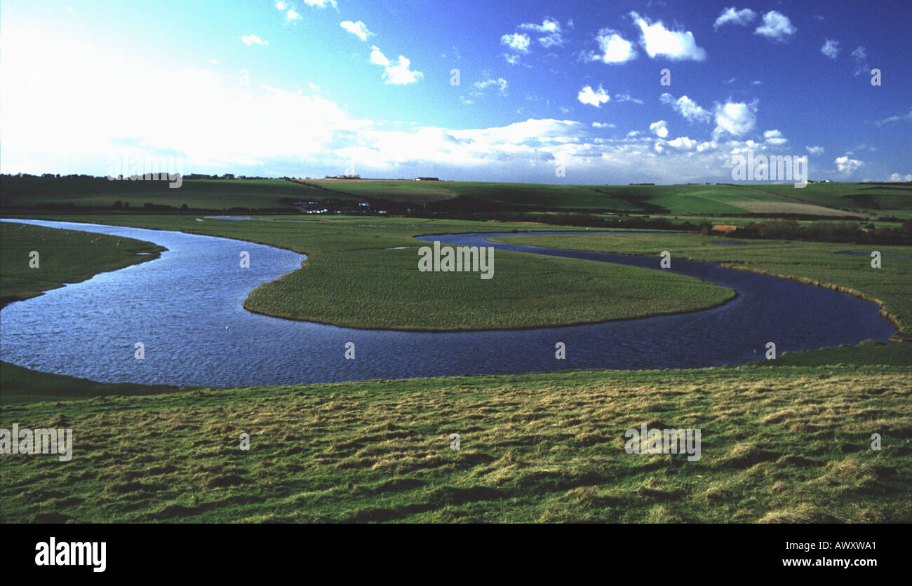 Meanders of the River Cuckmere at Seven Sisters Country Park in the ...