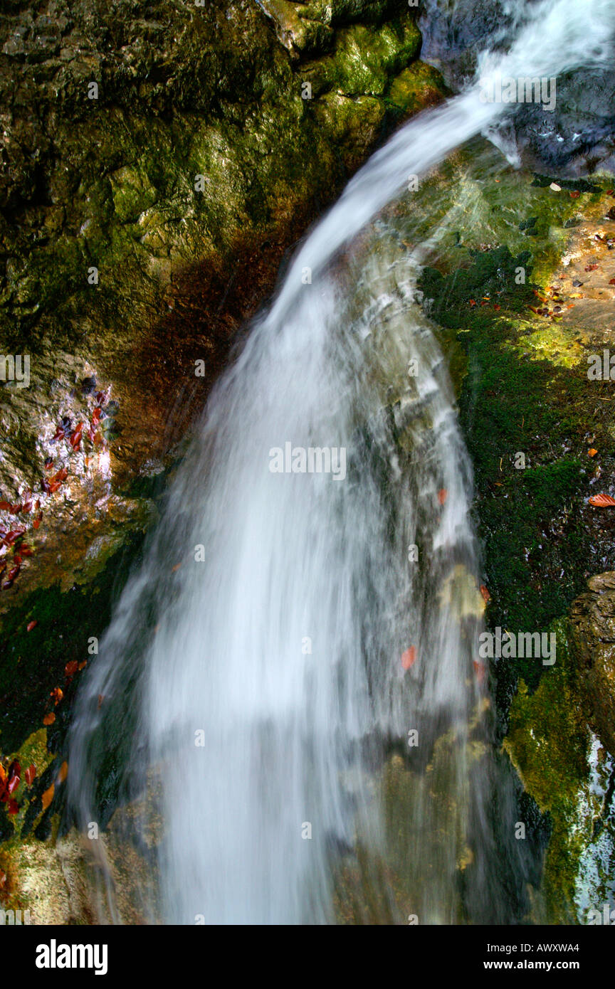 Waterfalls of autumnal Horne Diery Gorge, Mala Fatra mountain range ...