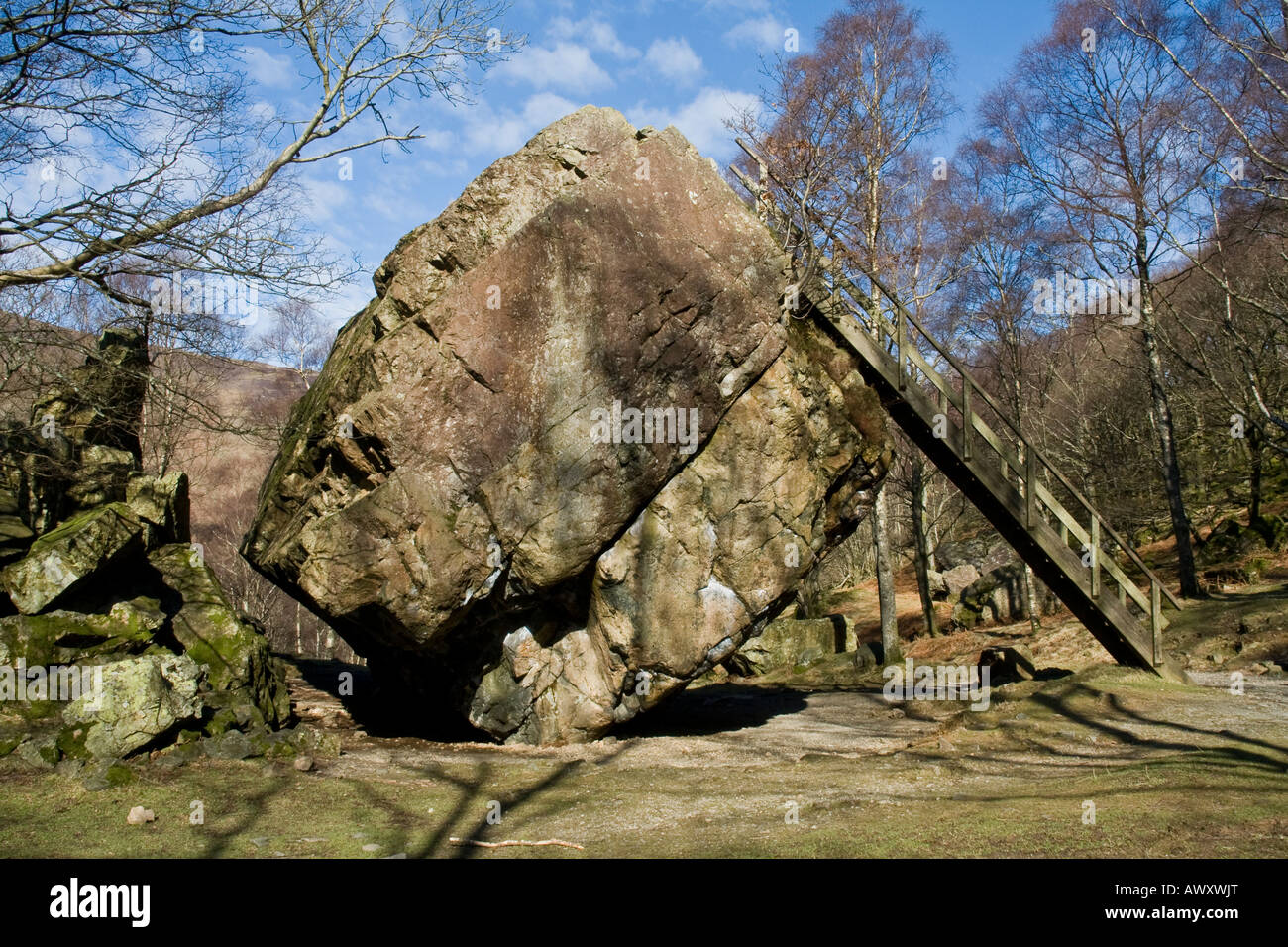 Bowder Stone Borrowdale near Keswick Lake District Cumbria Stock Photo ...