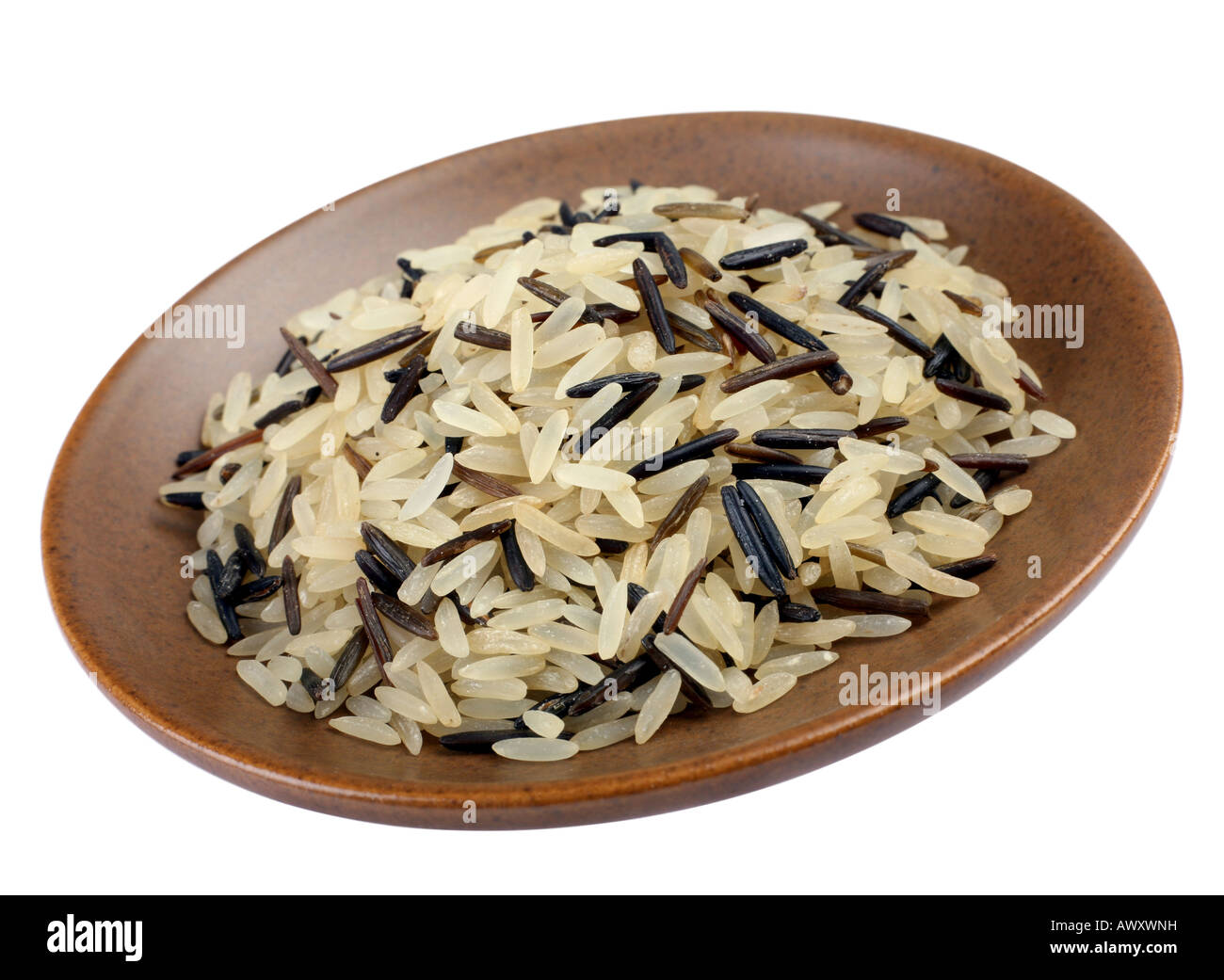 Mix rice on plate isolated on white Stock Photo - Alamy