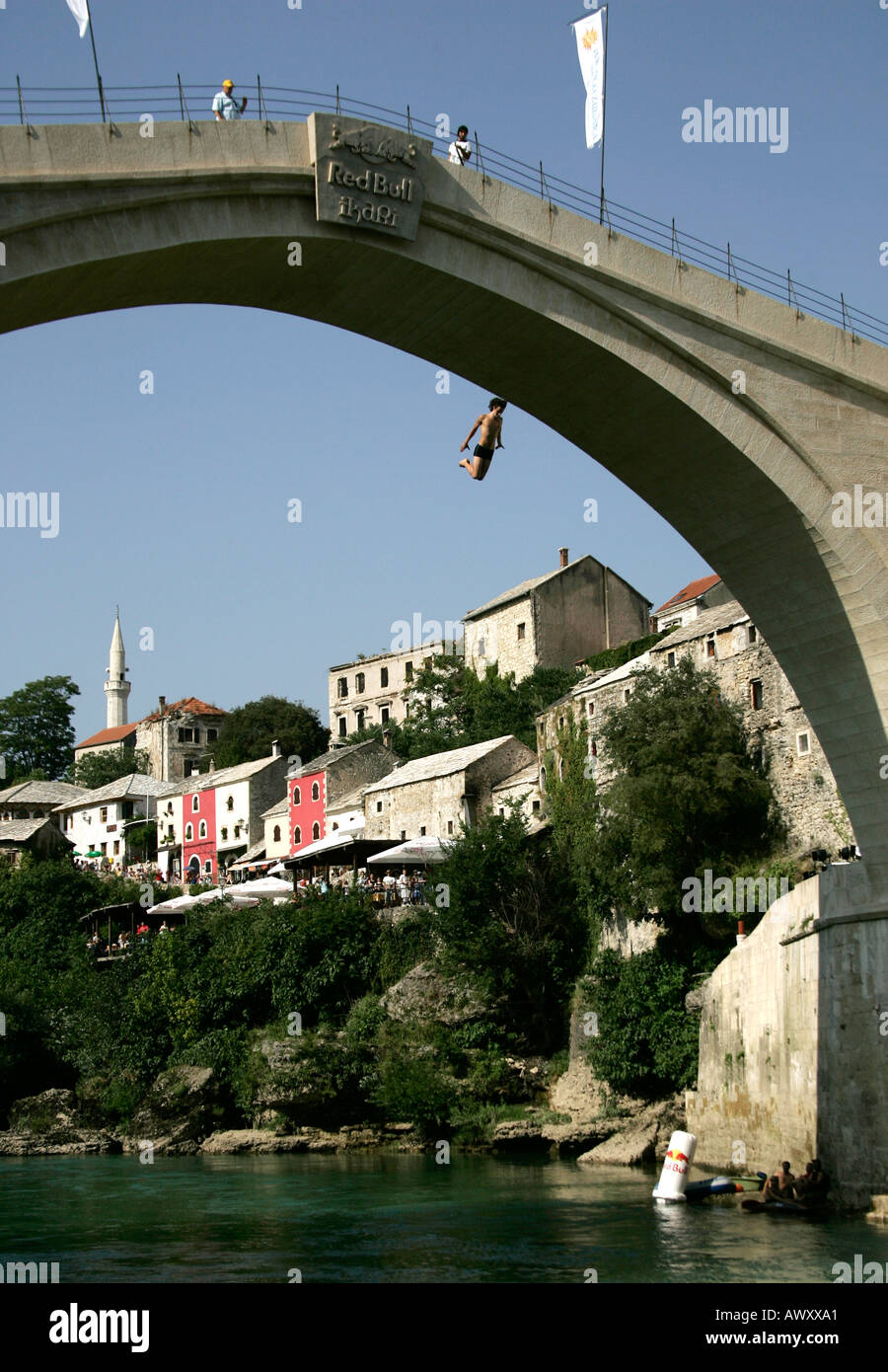 Annual International Bridge Jumping Contest in Mostar,Bosnia Stock ...