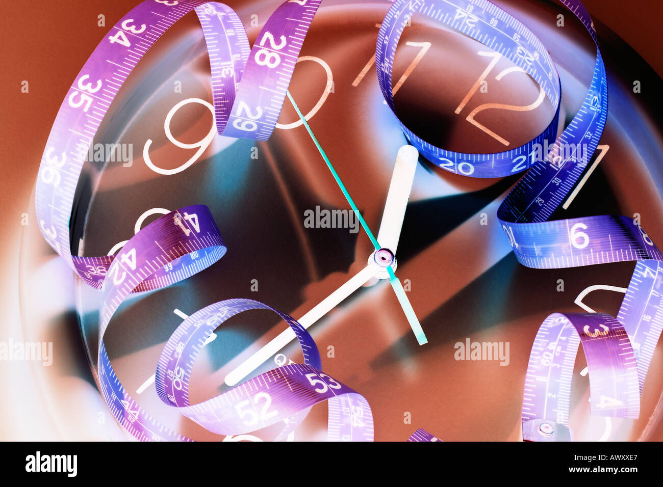 Tape Measure on Clock Stock Photo - Alamy