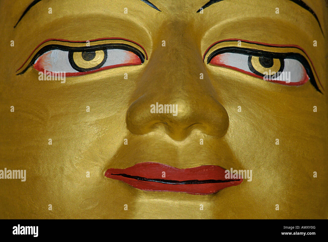 Detail of gilded Buddha statue at Drepung, monastery, Lhasa, Tibet ...