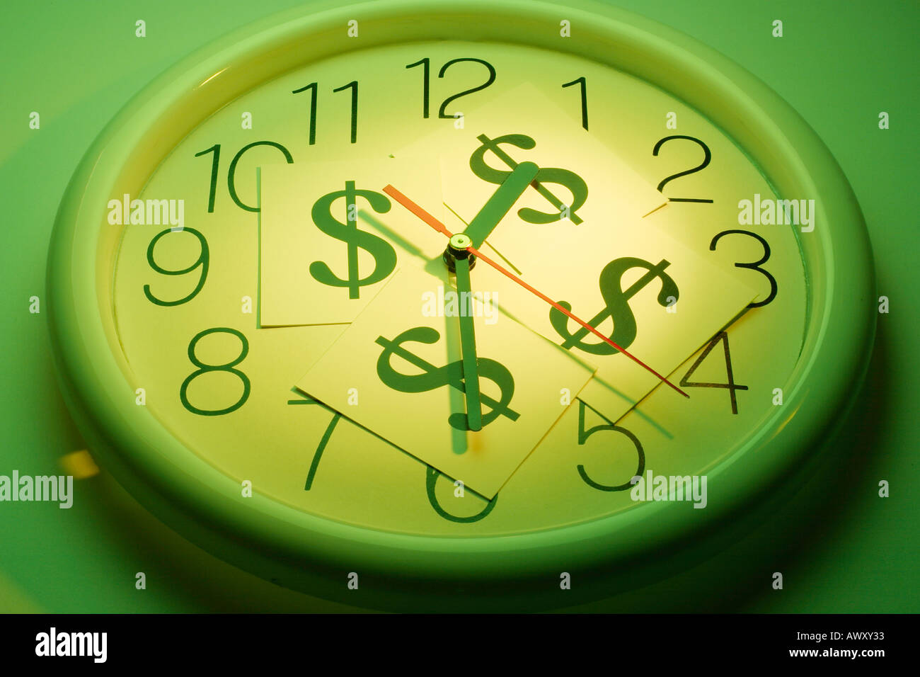 Clock with Dollar Symbols Stock Photo - Alamy