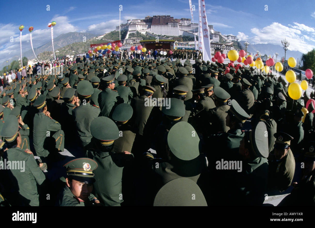 PLA soldiers gather in front of Potala Palace during a ceremony in ...