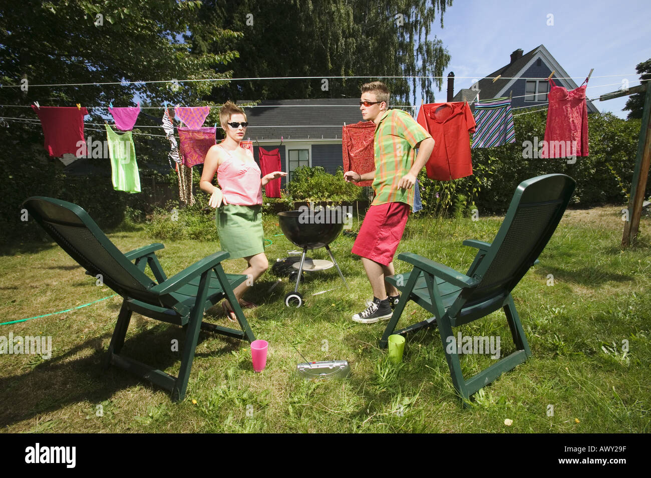 Couple dancing in the backyard Stock Photo - Alamy