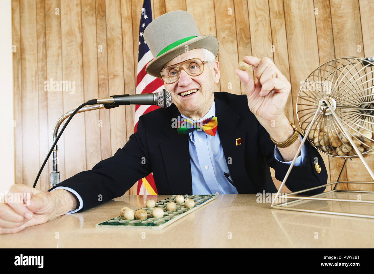 Man calling out bingo Stock Photo - Alamy