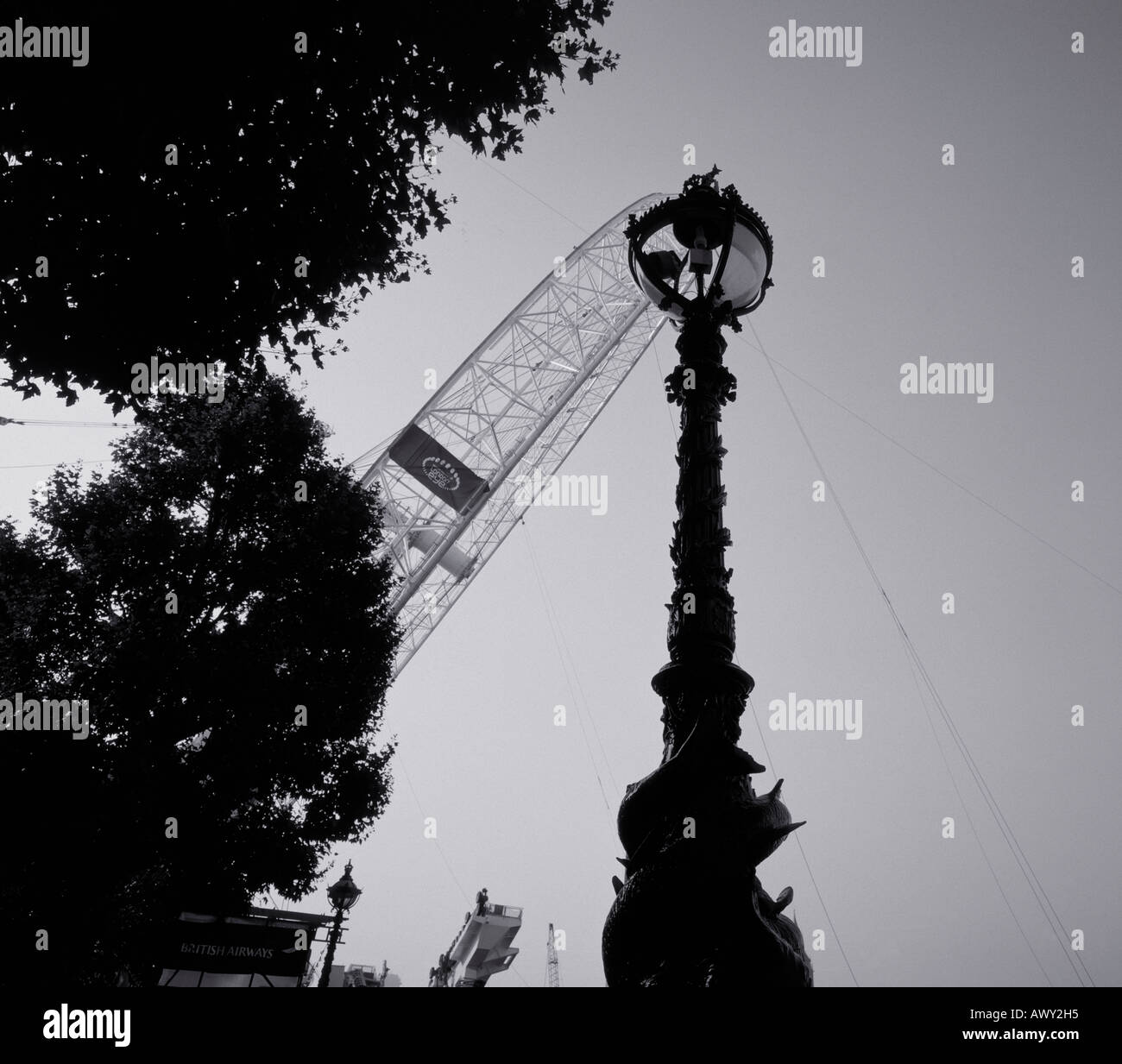 The iconic London Eye being raised in 1999 on the south bank of the ...