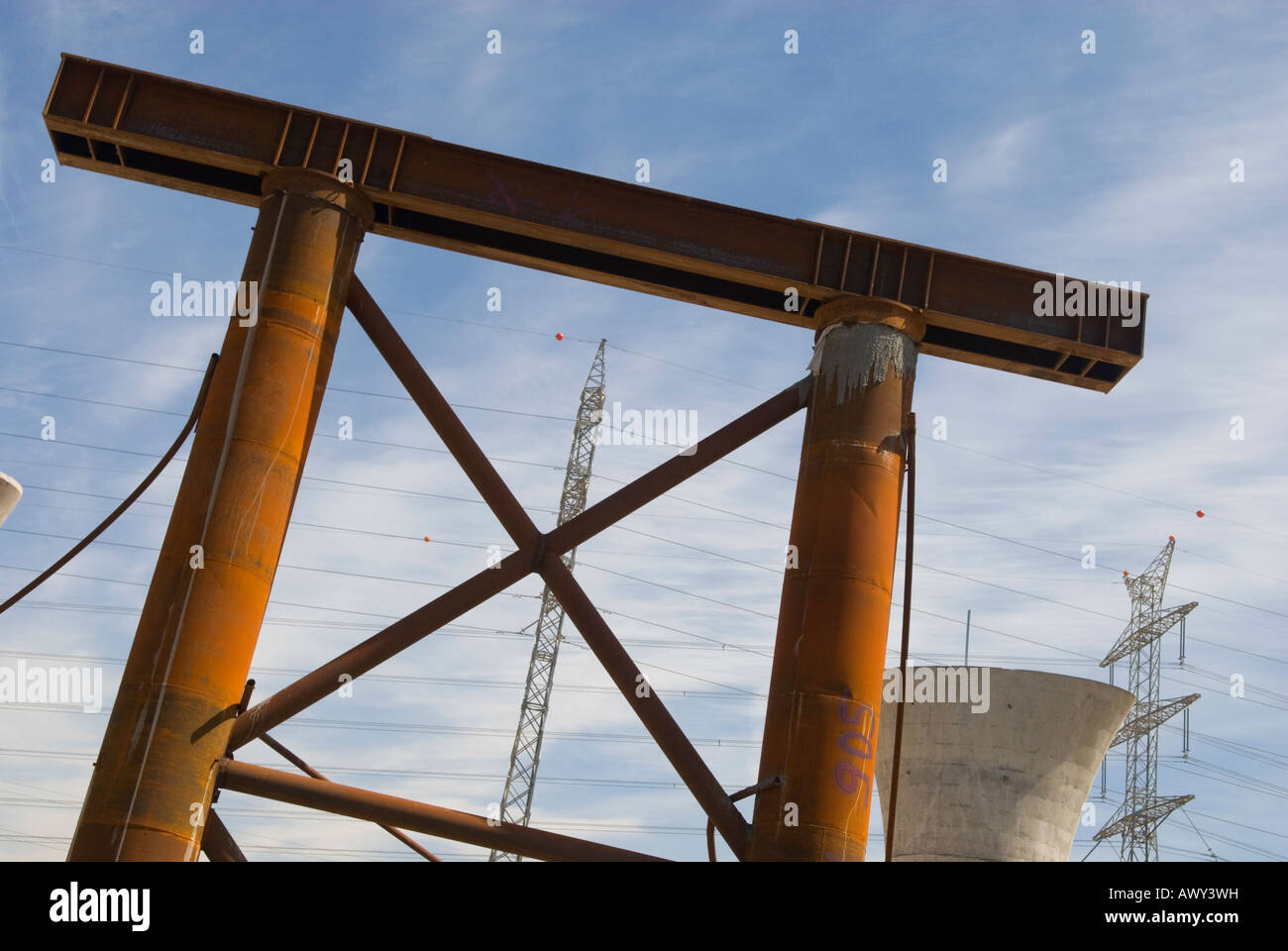 High voltage power transmission lines and electrical pylon in Israel ...