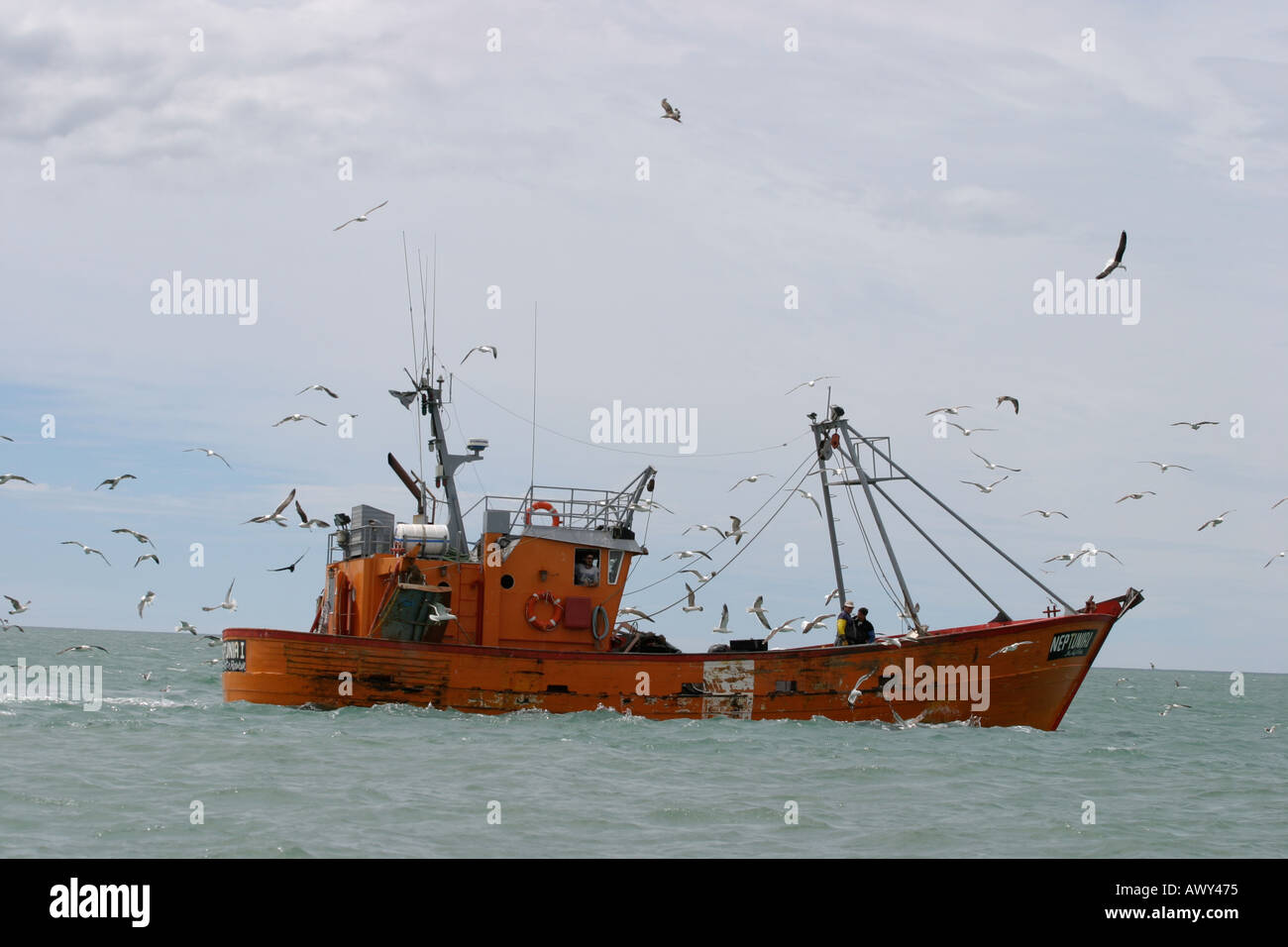 Fishing trawler at sea Stock Photo - Alamy