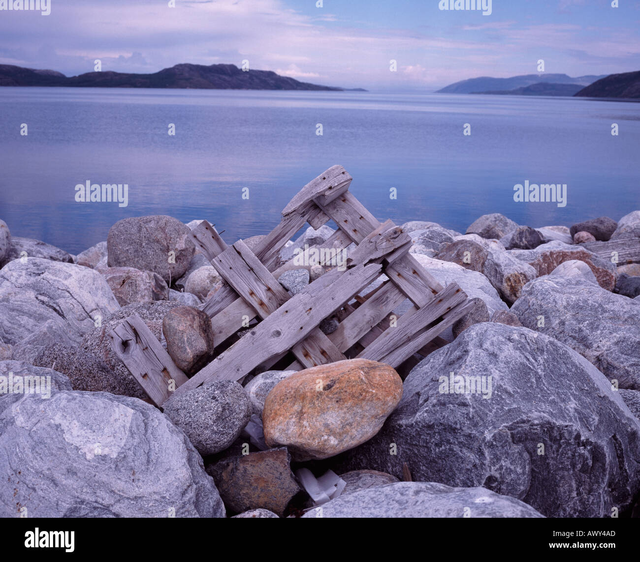 Driftwood on pebble beach on Norwegian coast at Kirkenes Stock Photo ...