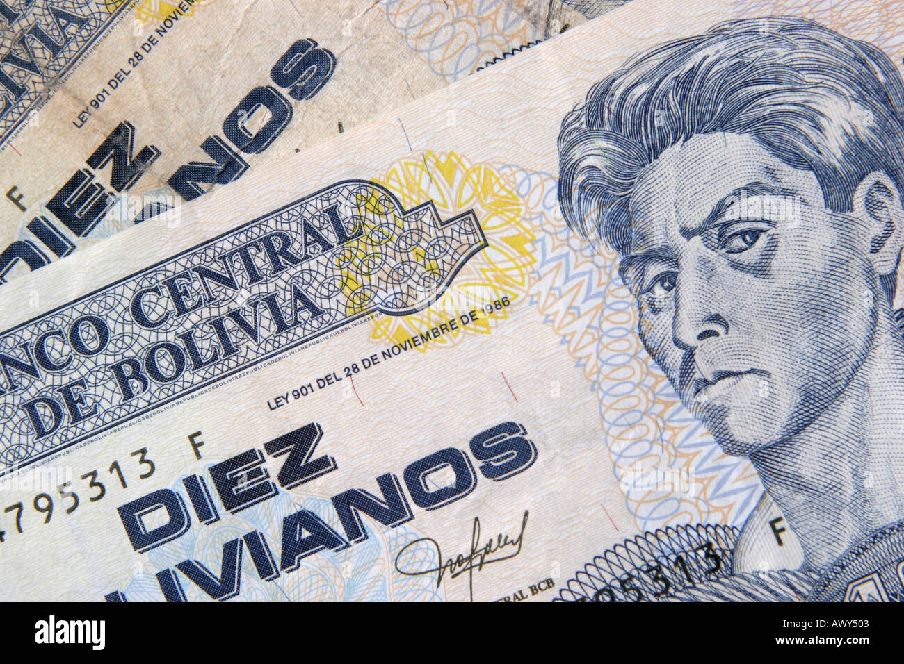 Bolivian Bolivianos bank note Stock Photo - Alamy
