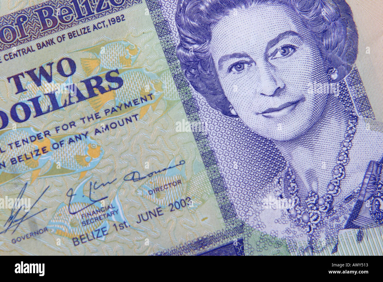 Belize 2 dollar note Stock Photo - Alamy
