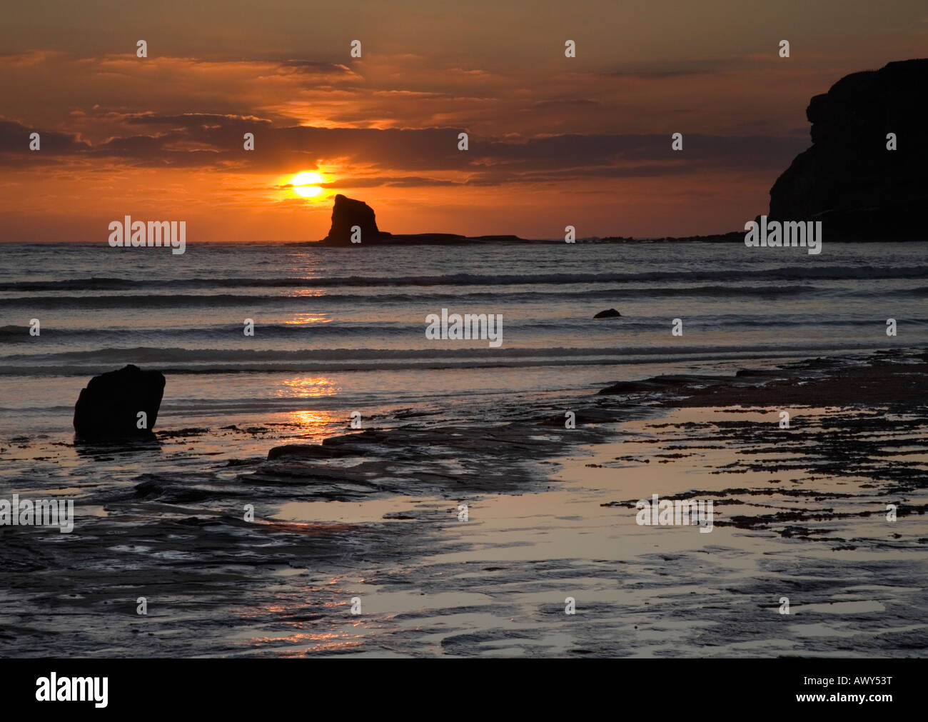 Saltwick Bay at Sunrise near Whitby in Yorkshire England UK Stock Photo ...