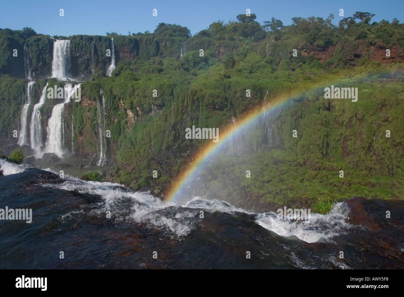 Rainbow real over Iguazu Falls from the Brazilian side Stock Photo - Alamy