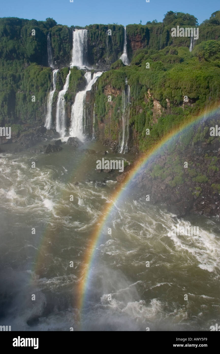Rainbow real over Iguazu Falls from the Brazilian side Stock Photo - Alamy