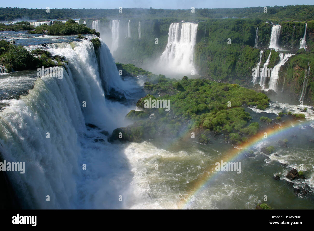 Rainbow real over Iguazu Falls from the Brazilian side Stock Photo - Alamy